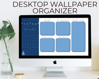 Black & White Desktop Wallpaper Organizer 12 Months Including | Etsy