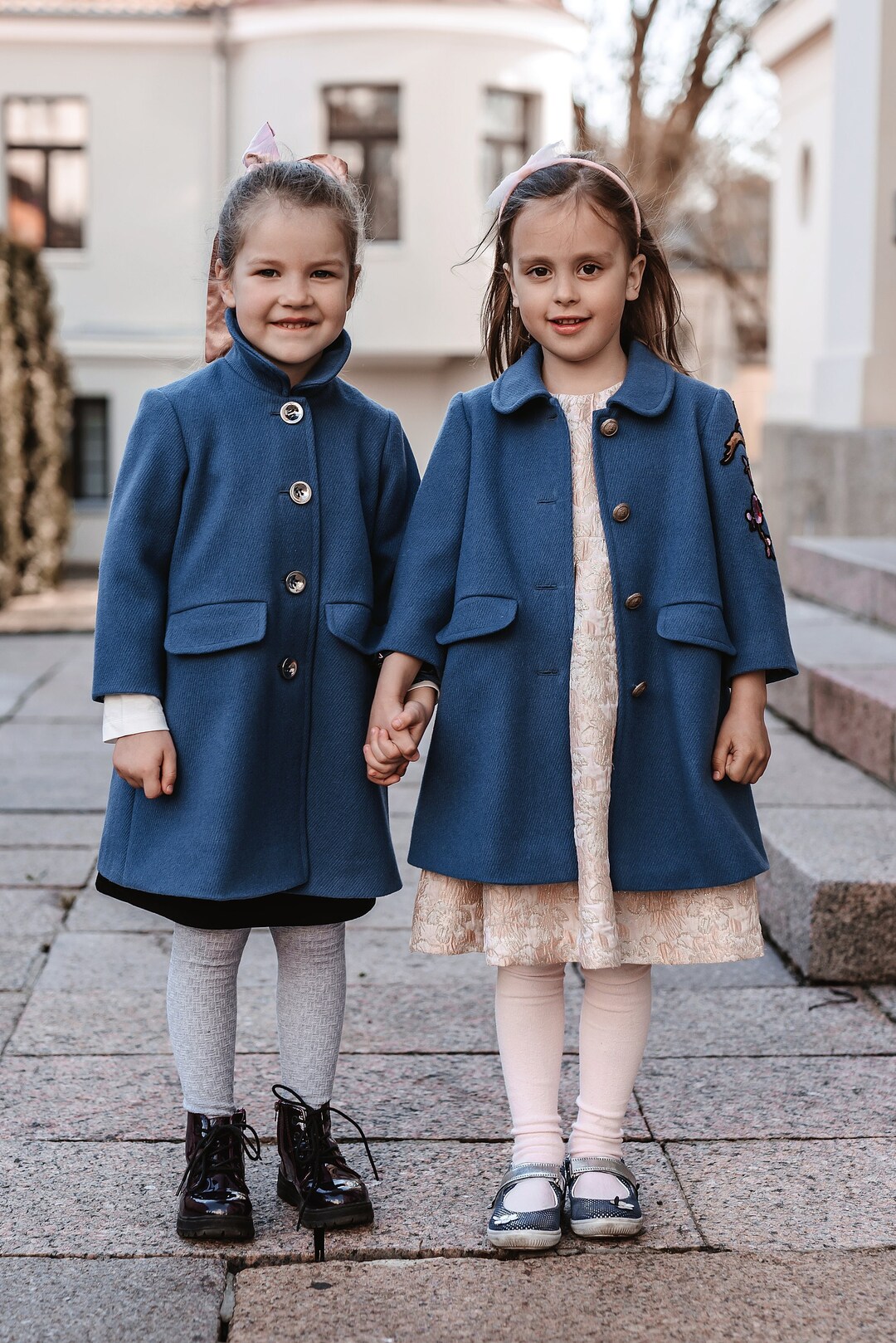 Long Sleeve Blue Coat, Cute and Elegant Girl's Coat, Size 92-98, Wool ...