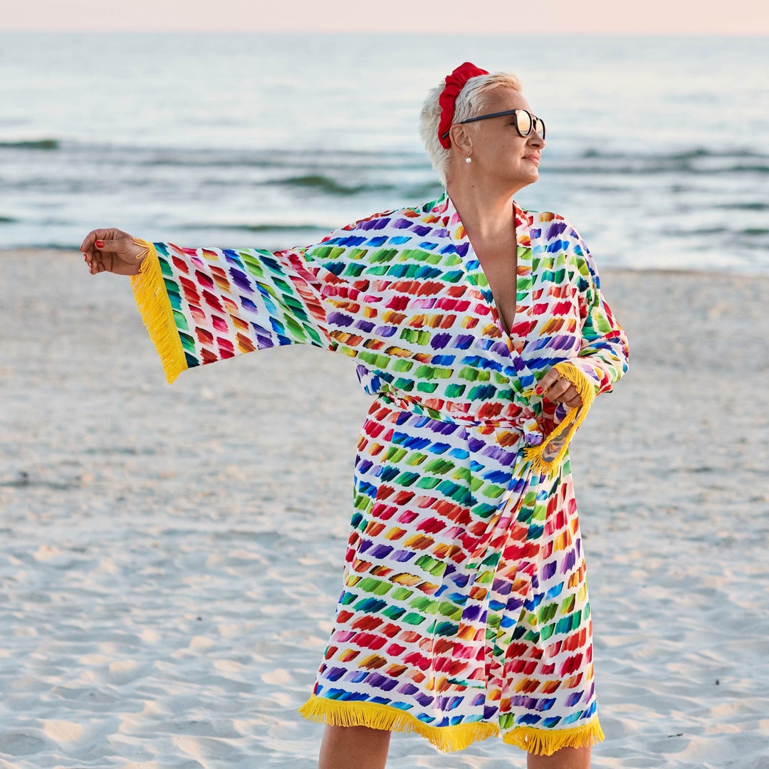 Colorful Bohemian Vocation Robe, Fancy Summer Kimono Outfit for Women ...