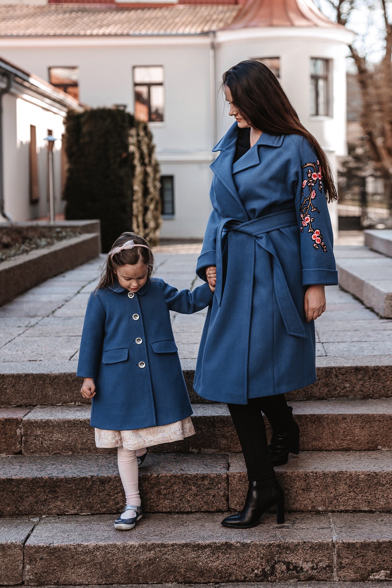 Long Sleeve Blue Coat, Cute and Elegant Girl's Coat, Size 92-98, Wool ...