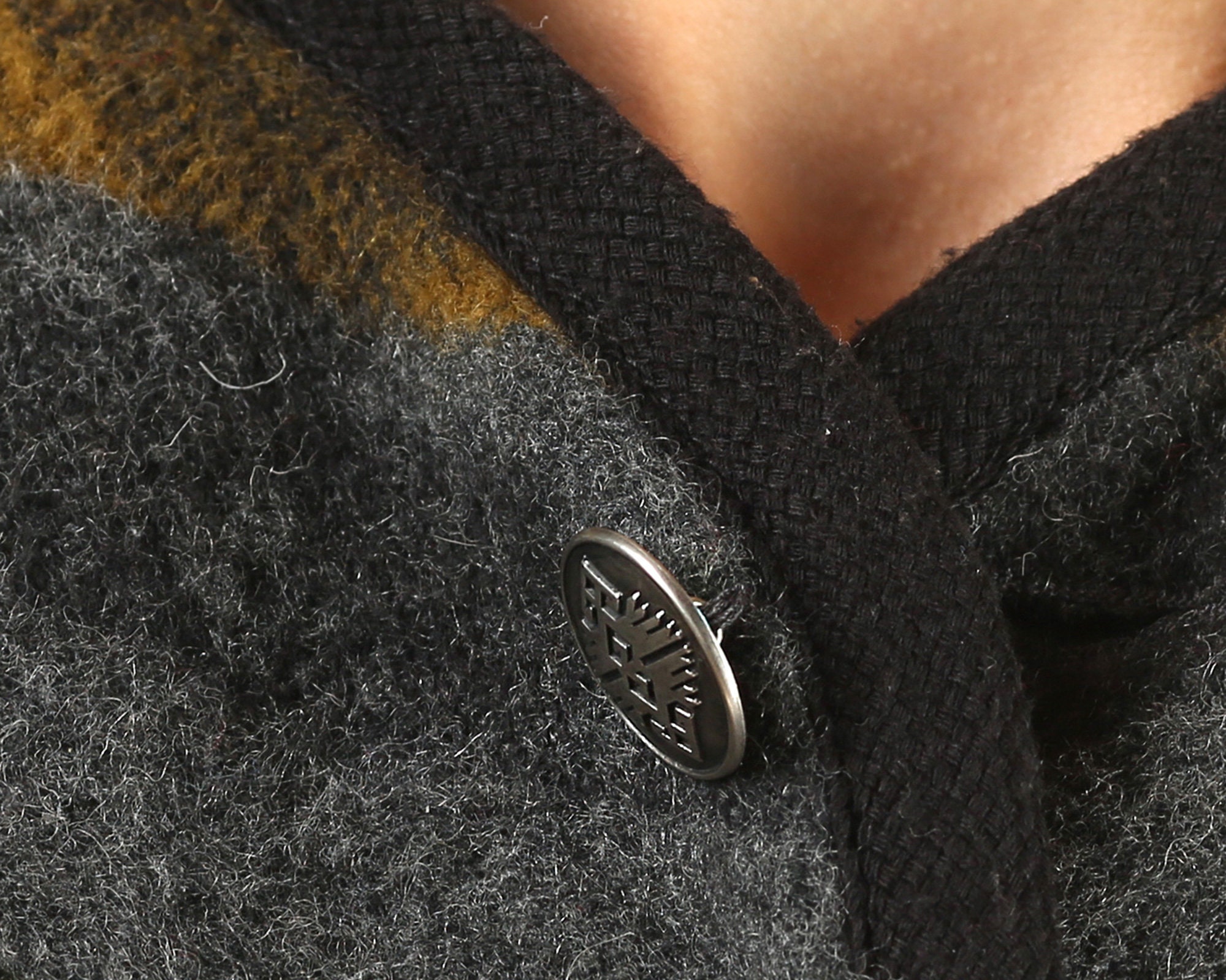 Wool AZTEC Blanket Coat Jacket 70s Felt Wool Ethnic Jacket Wool Native ...