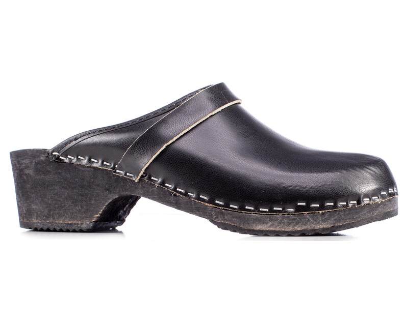 Scandinavian Wooden Clogs White 90s Leather Wood Platforms - Etsy