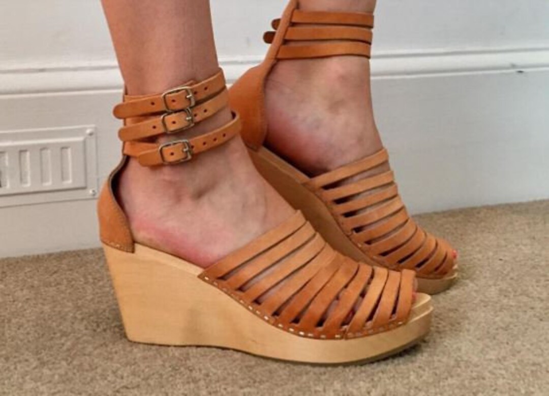 Beige Wooden Clogs Platforms HASBEENS Y2K Vintage Woven Sandals Clogs ...