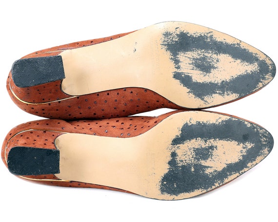 Victorian Shoes Pumps Wide Fit Heels 80s Rust Brown S… - Gem