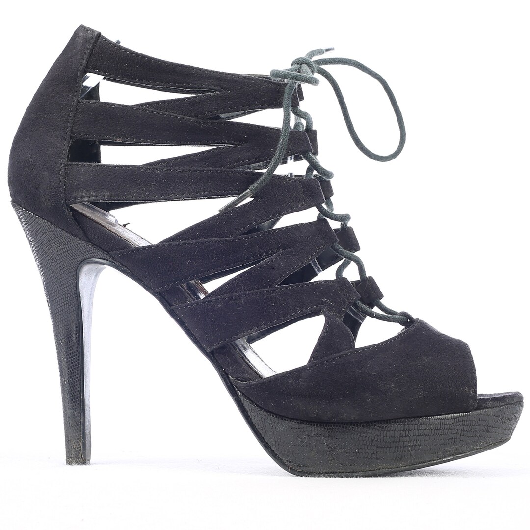 High Heel Sandals Black Heels Y2K Multi Strap Heels Luxury Vintage ...