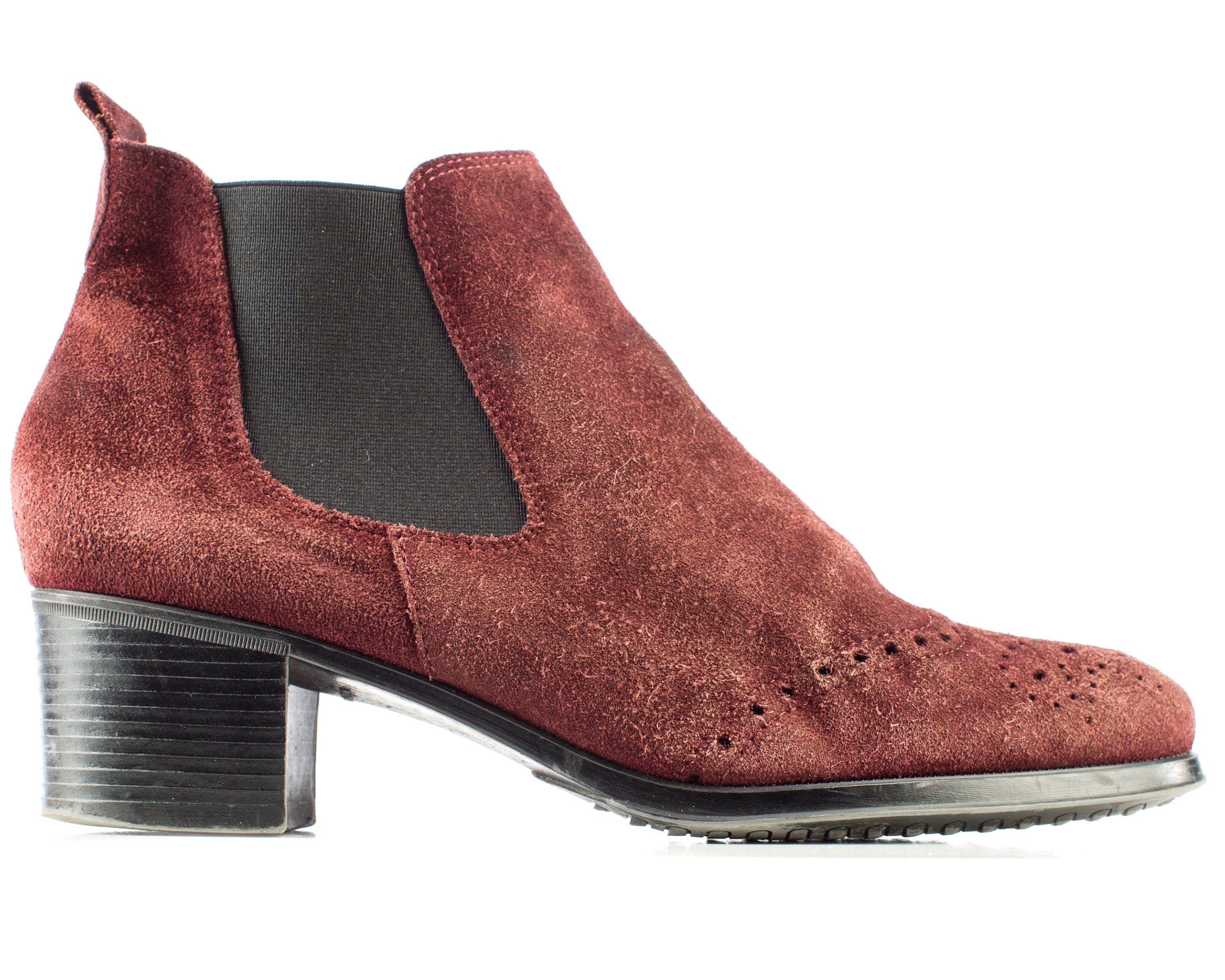 Vintage Chelsea Boots 70s Red Ankle Boots Beatle Boots Vintage Suede ...