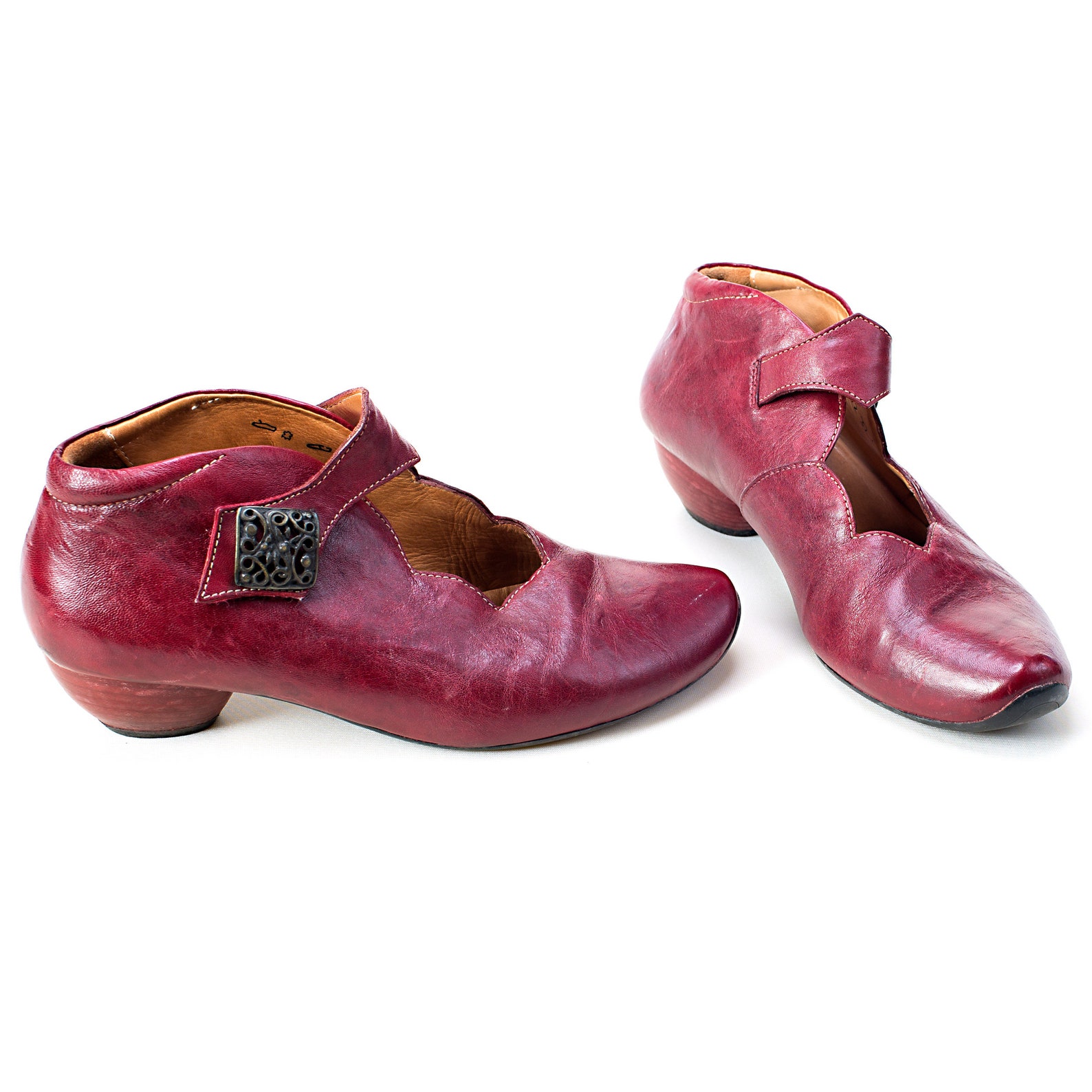 Victorian Ankle Boots Red Y2K Red Boots Leather Shoe Boots Vintage ...