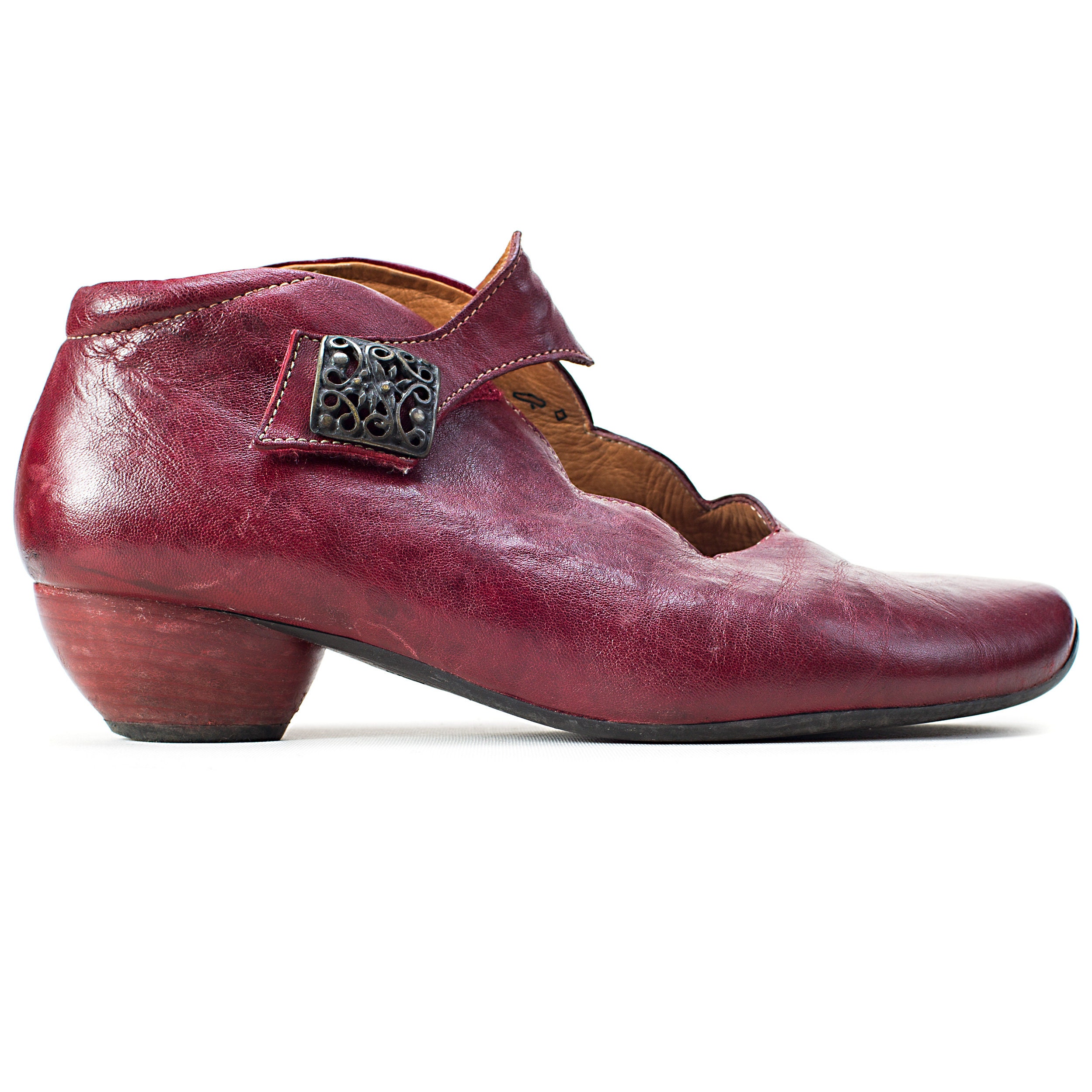 Victorian Ankle Boots Red Y2K Red Boots Leather Shoe Boots Vintage ...