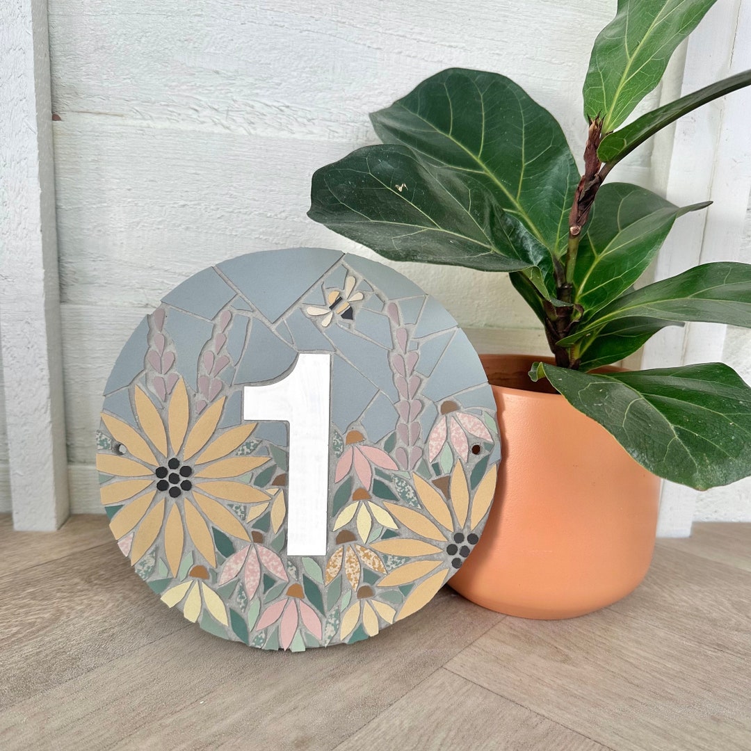 Wild Flowers Design summer Mosaic Door Number - Etsy