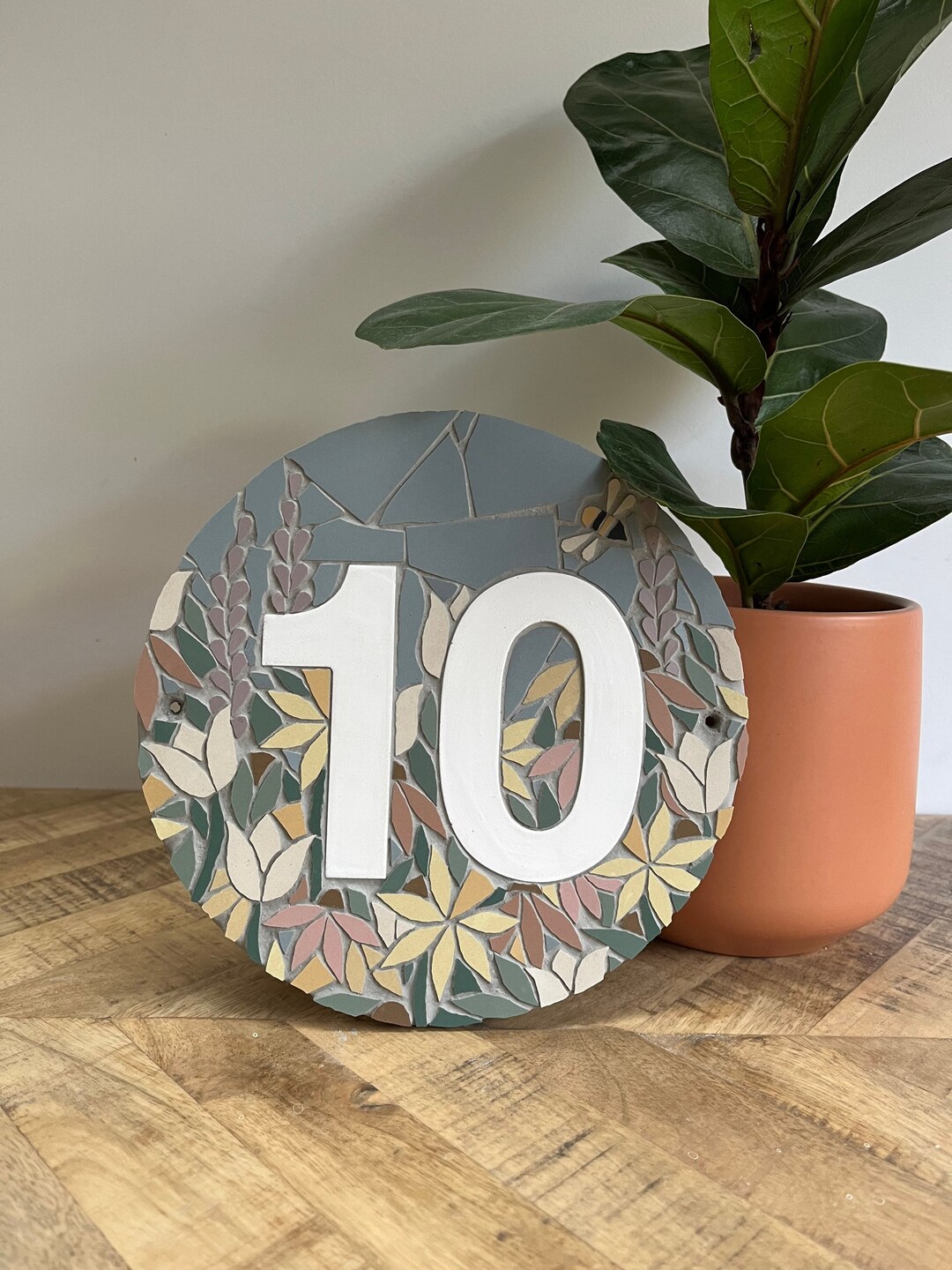 Wild Flowers Design spring Mosaic Door Number - Etsy