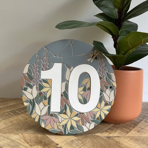 Wild Flowers Design spring Mosaic Door Number - Etsy