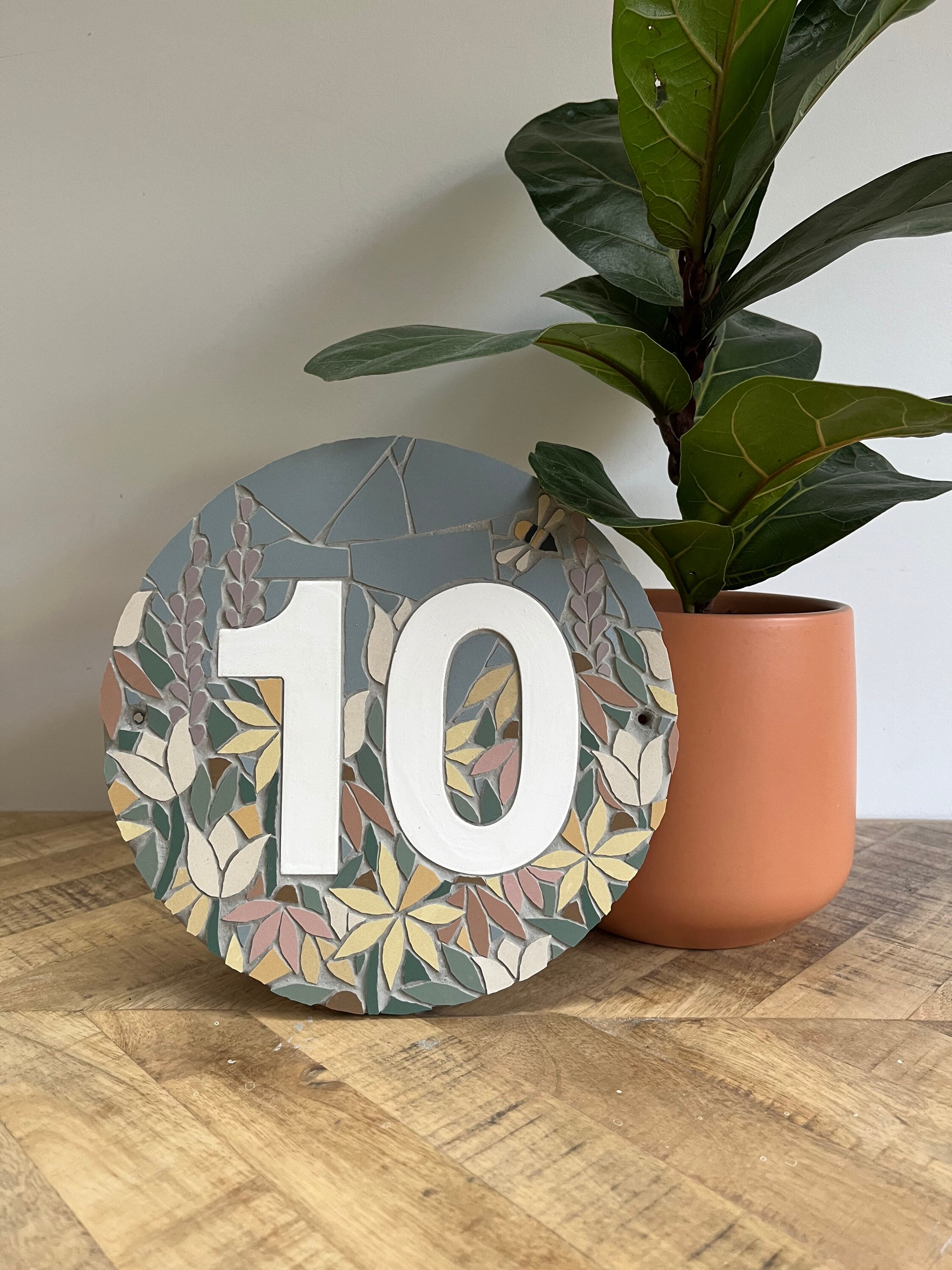 Wild Flowers Design spring Mosaic Door Number - Etsy