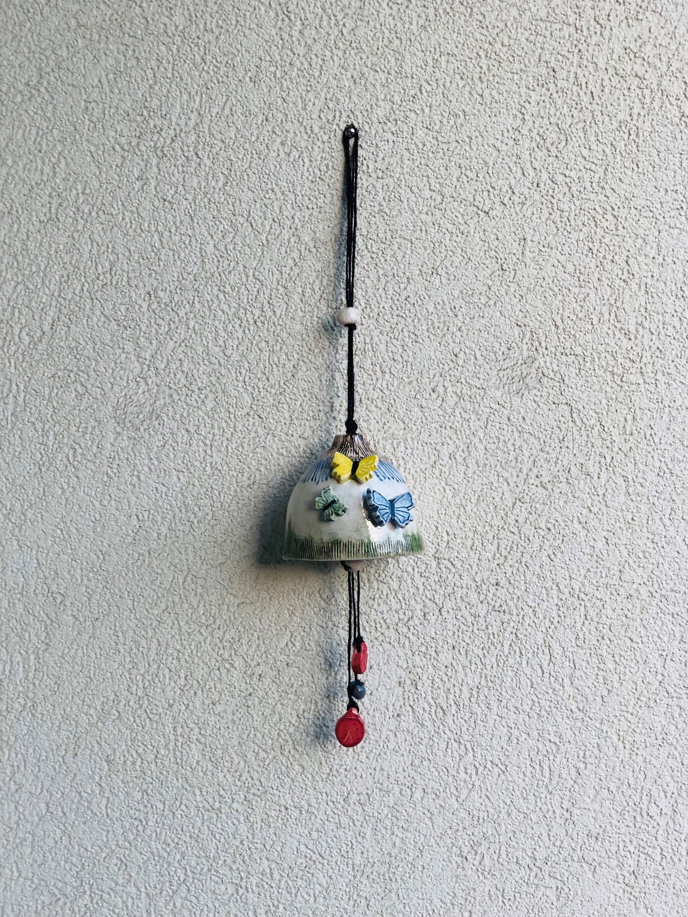 Ceramic Bell With Butterfly and Ladybug Rustic Windchime - Etsy