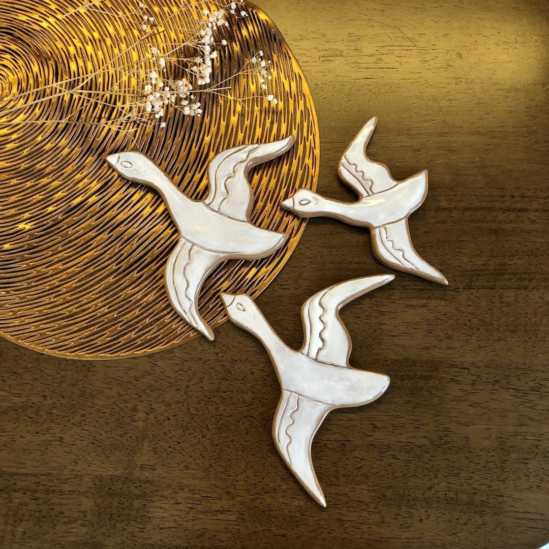 Goose Ceramic Wall Decor Set of 3, Flying Geese Terracotta Ceramic ...