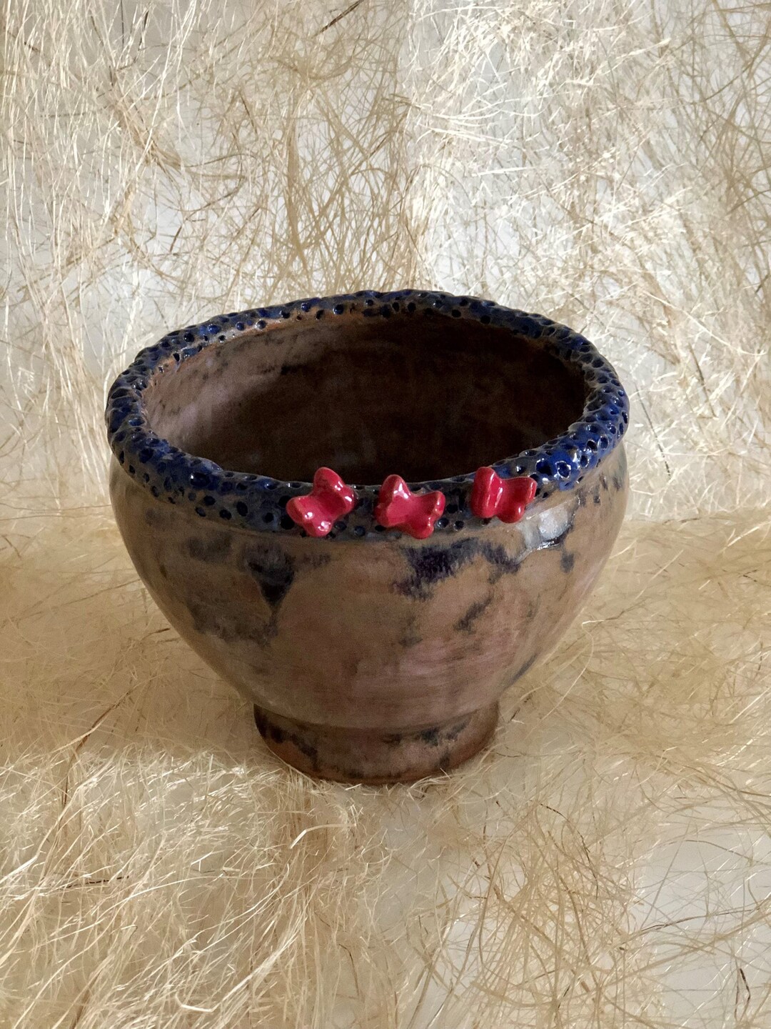 Butterfly Ceramic Planter, Terracotta Pot, Cobalt Blue Unique Planters ...