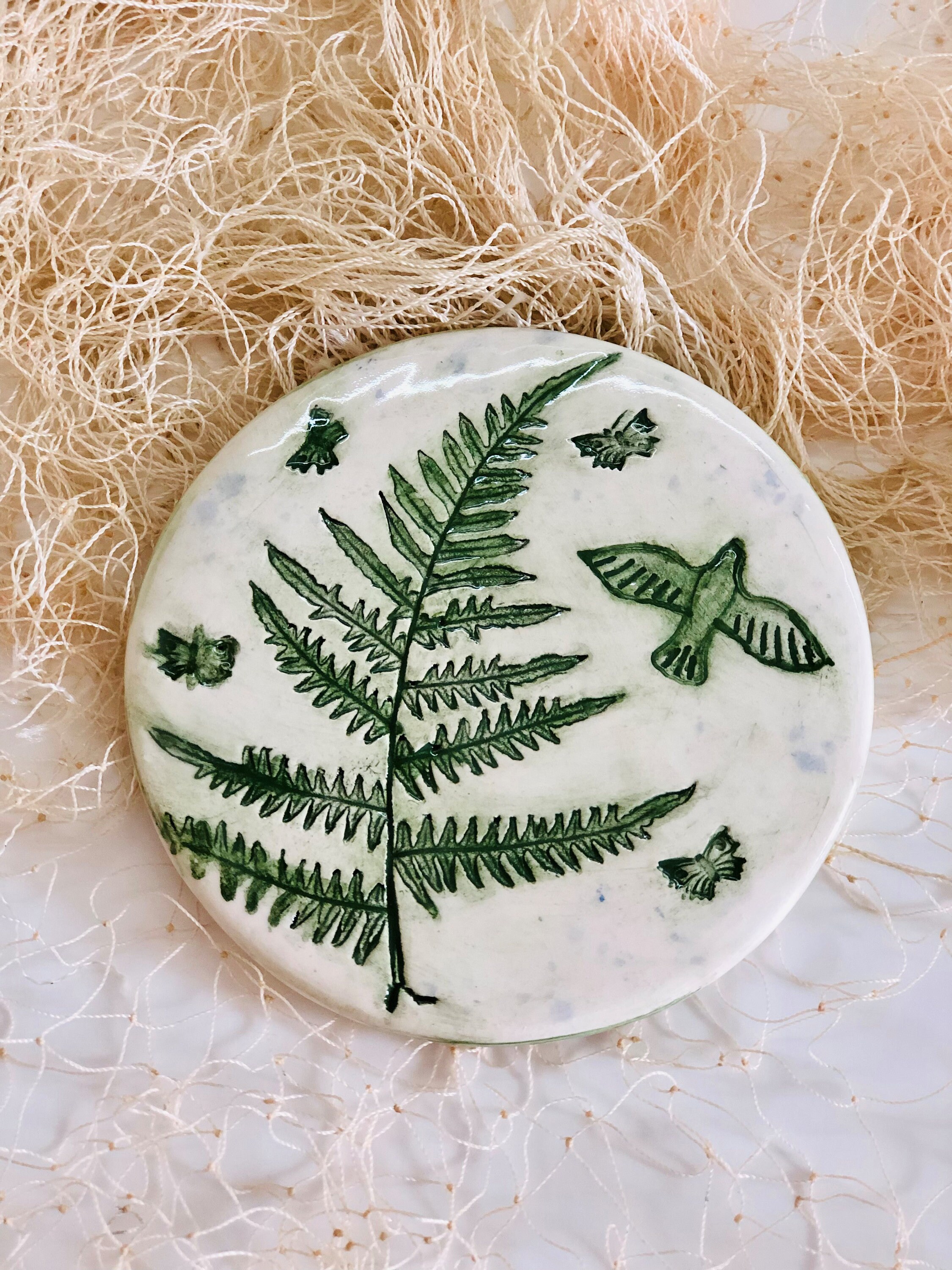 Fern Leaf Ceramic Coasters, Set of 4, Handmade Nature Coasters - Etsy