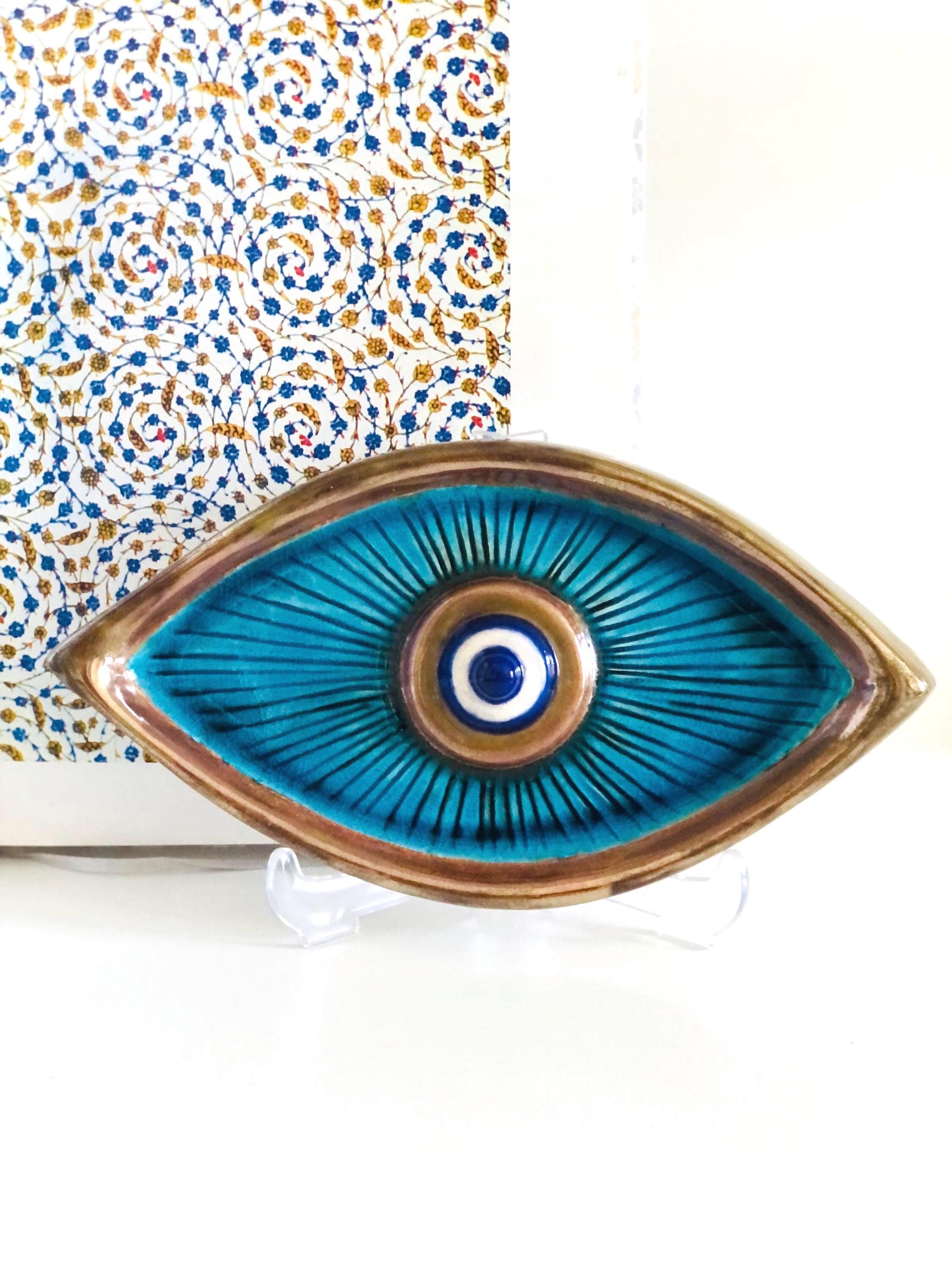 Ceramic Evil Eye Wall Decor, Turquoise Ceramic Wall Art, Evil Eye Decor ...