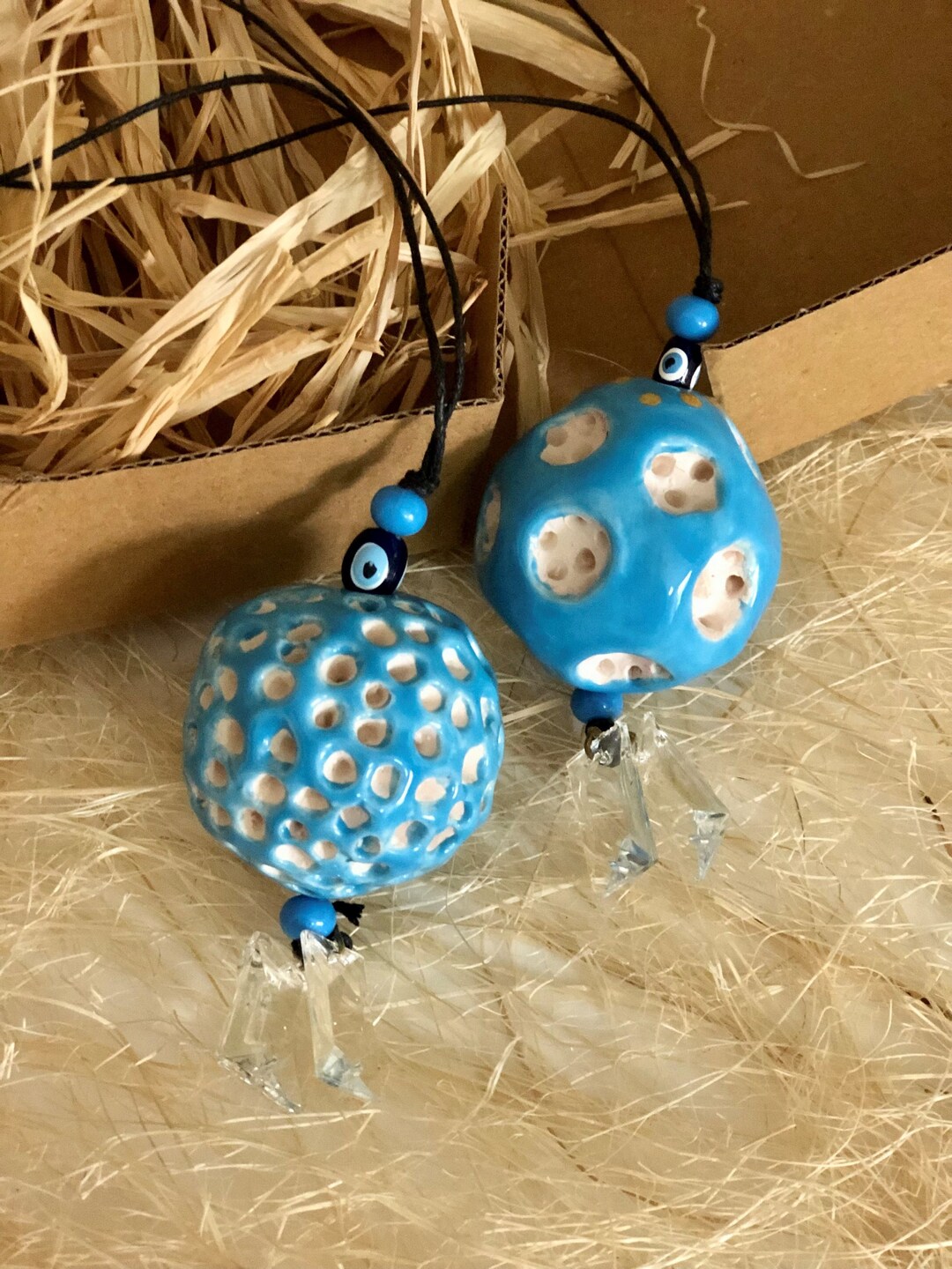 Set of 2 Essential Oil Car Clay Diffuser, Ceramic Ball Home Diffusers ...