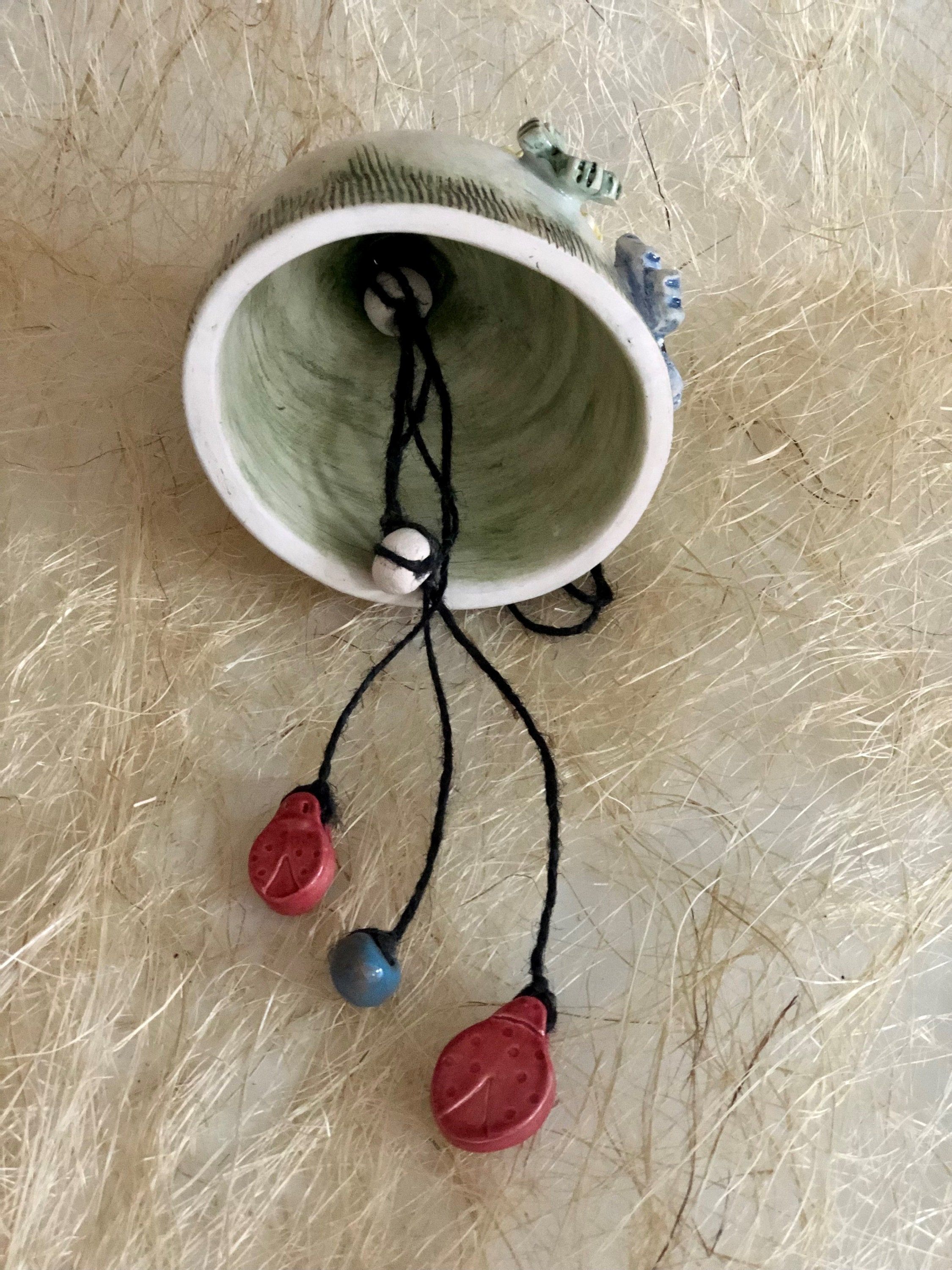 Ceramic Bell With Butterfly and Ladybug, Rustic Windchime Bell, Garden ...