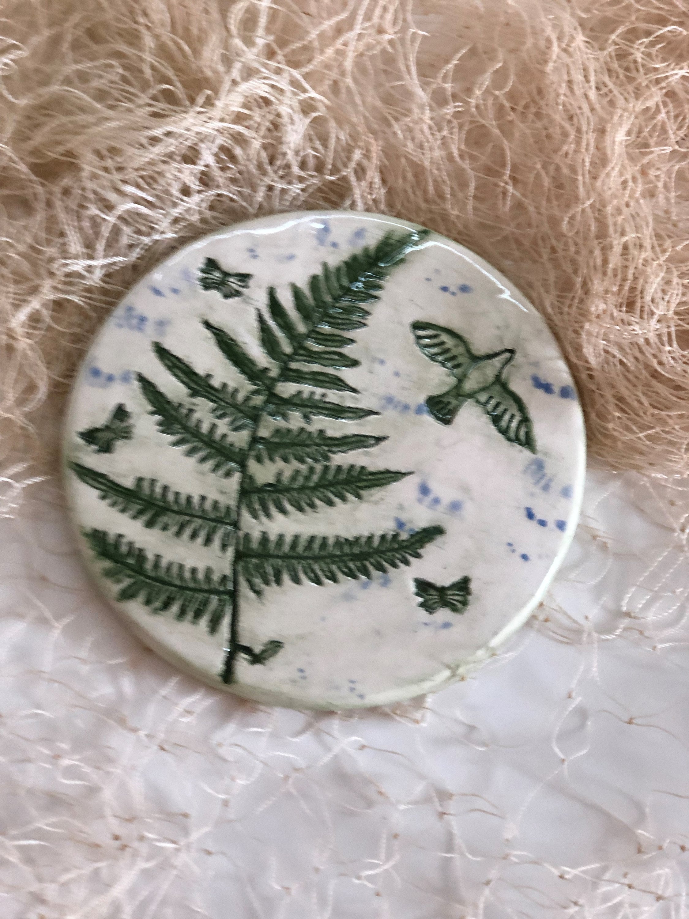 Fern Leaf Ceramic Coasters, Set of 4, Handmade Nature Coasters - Etsy