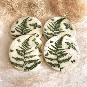 Fern Leaf Ceramic Coasters, Set of 4, Handmade Nature Coasters - Etsy