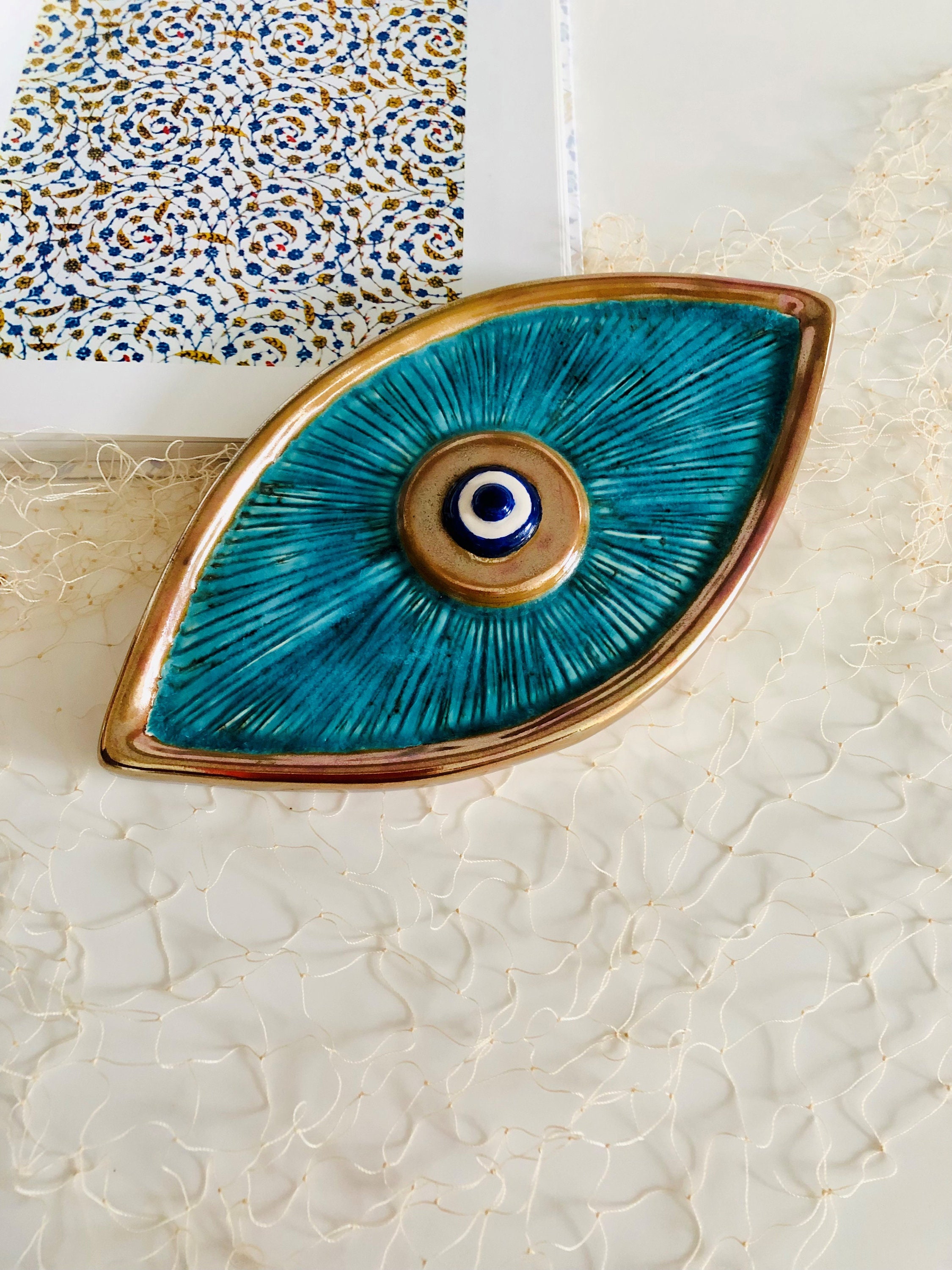 Ceramic Evil Eye Wall Decor Turquoise Ceramic Wall Art - Etsy