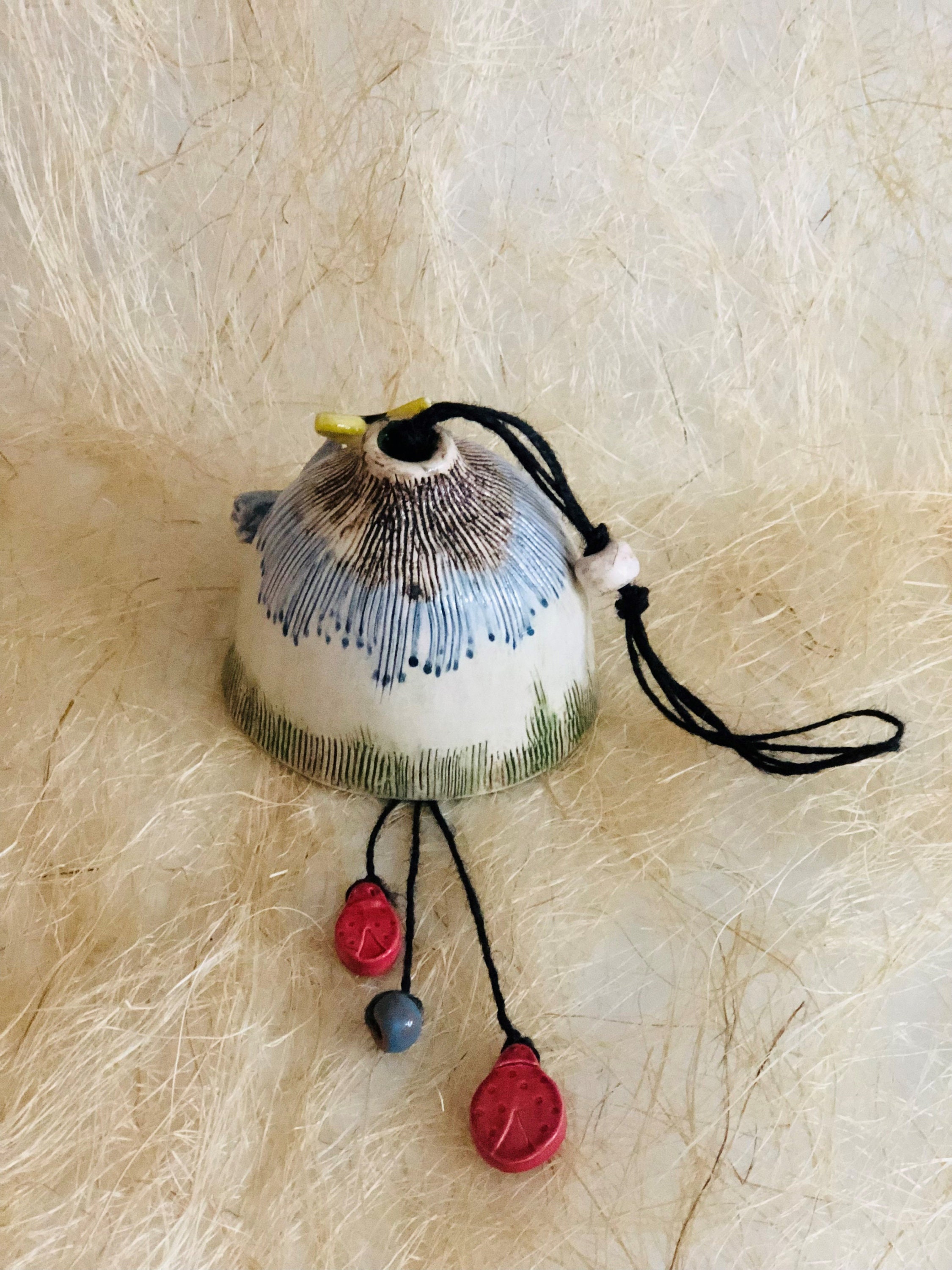 Ceramic Bell With Butterfly and Ladybug, Rustic Windchime Bell, Garden ...