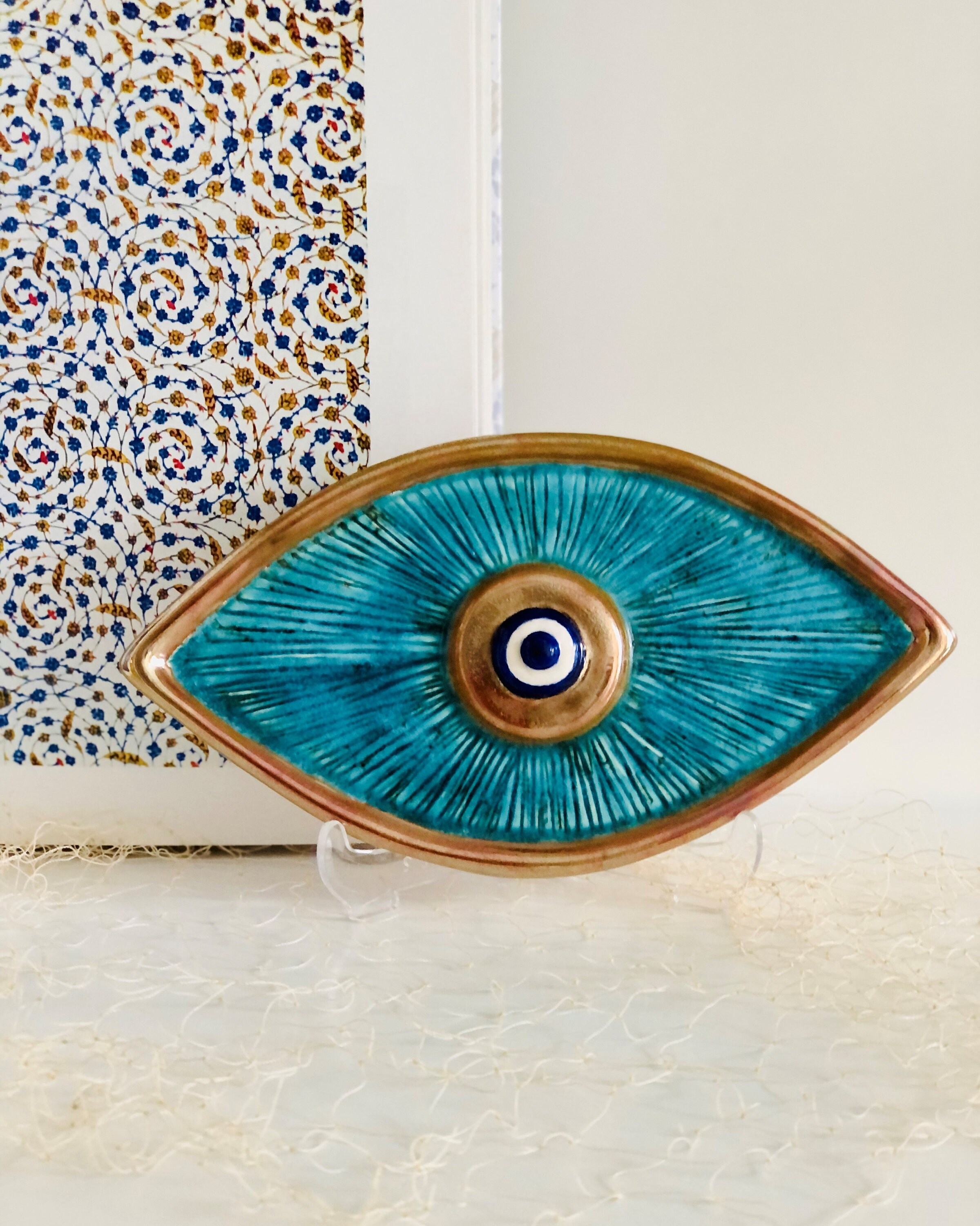 Ceramic Evil Eye Wall Decor Turquoise Ceramic Wall Art - Etsy