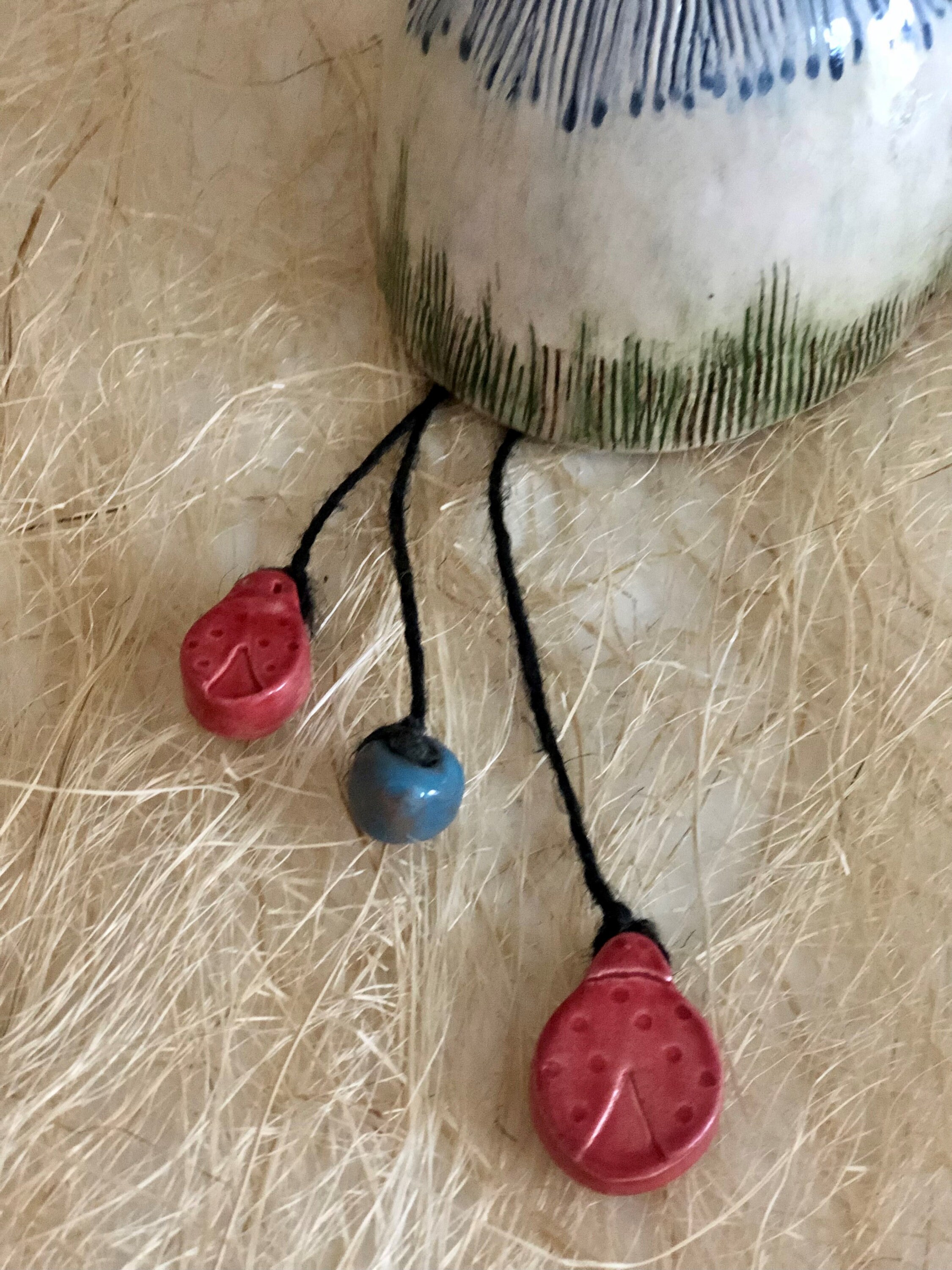 Ceramic Bell With Butterfly and Ladybug, Rustic Windchime Bell, Garden ...