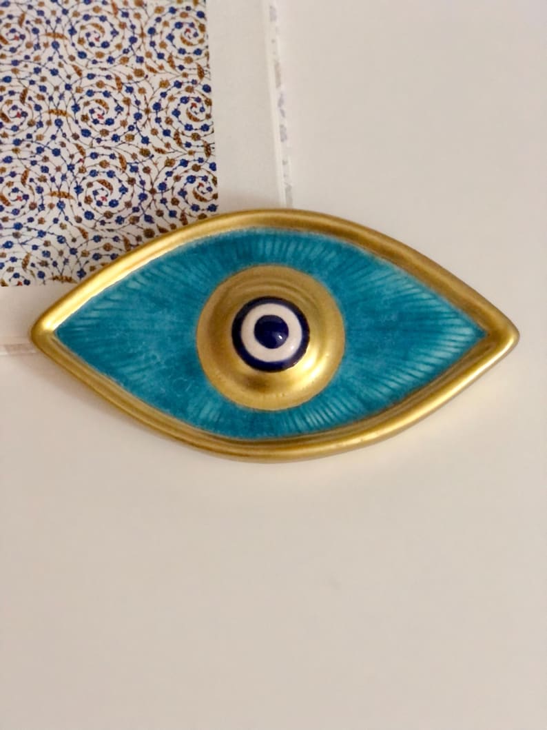 Ceramic Evil Eye Wall Decor, Turquoise Ceramic Wall Art, Evil Eye Decor ...