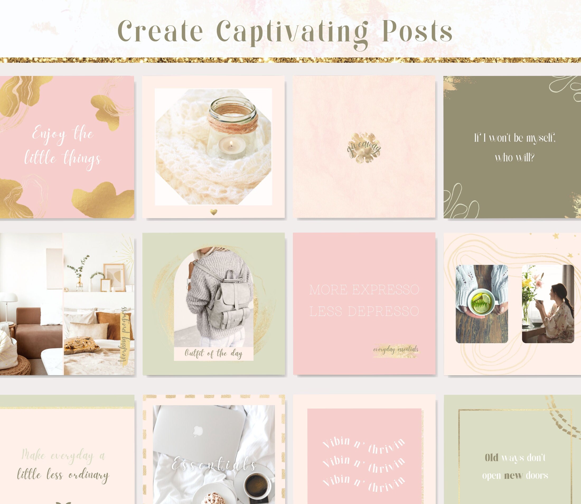 40 Gold Theme Instagram Post Templates | Canva Templates | Social Media ...