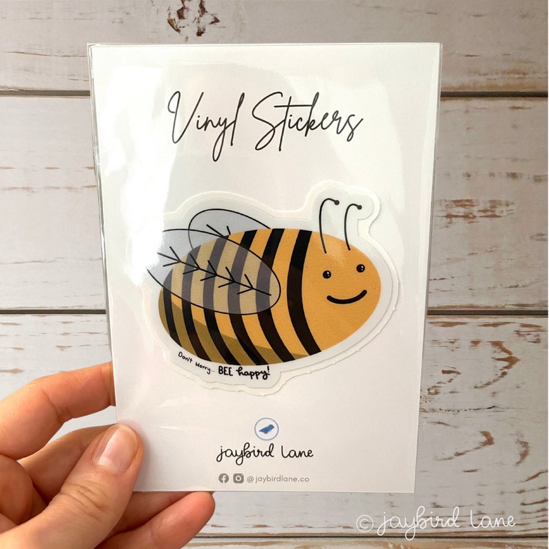 Cute Bee Sticker, Bumblebee Sticker, Honeybee Decal, Water Bottle Decal ...