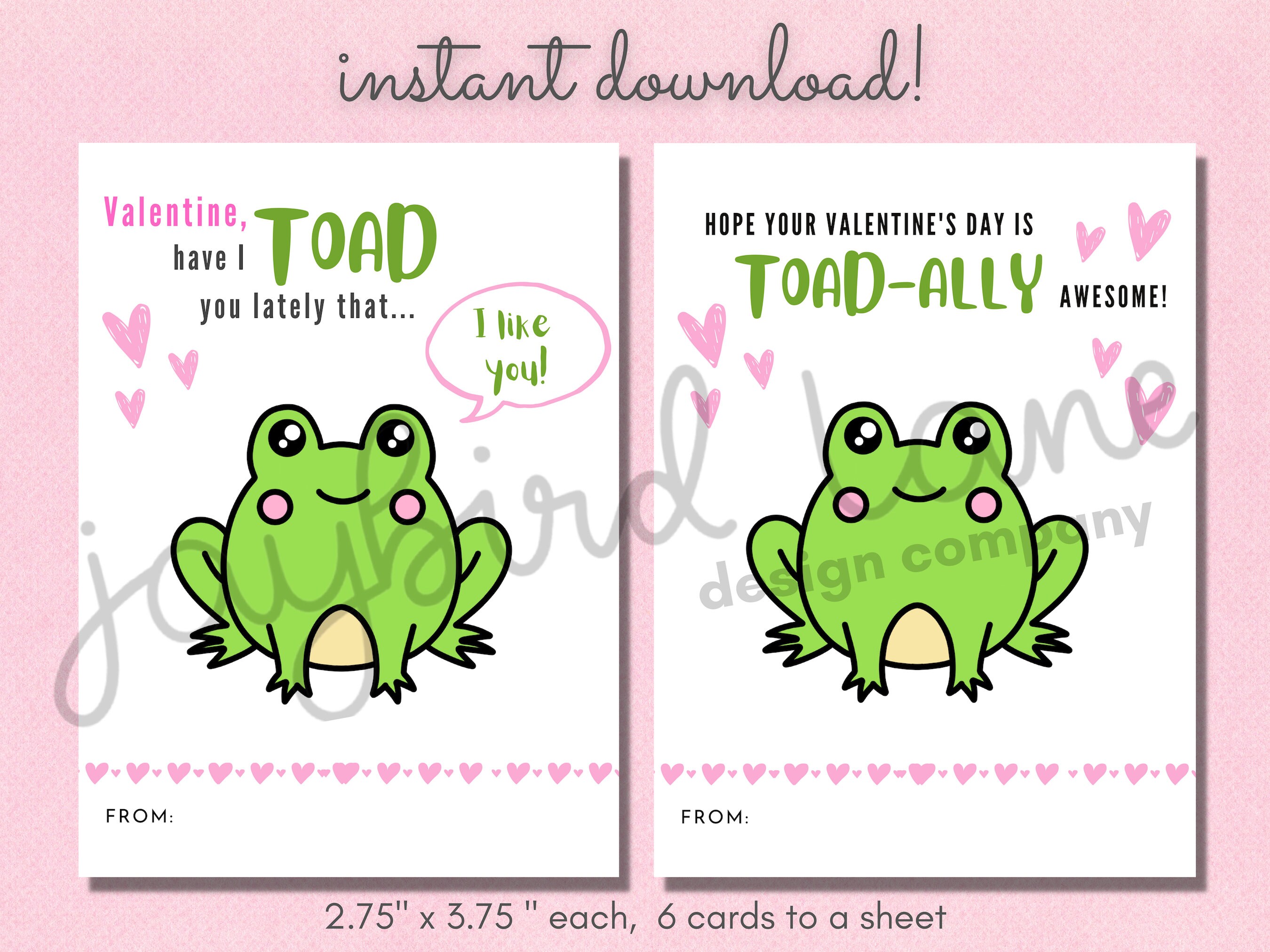 Printable Frog Valentines, Kid Valentine, INSTANT DIGITAL DOWNLOAD - Etsy