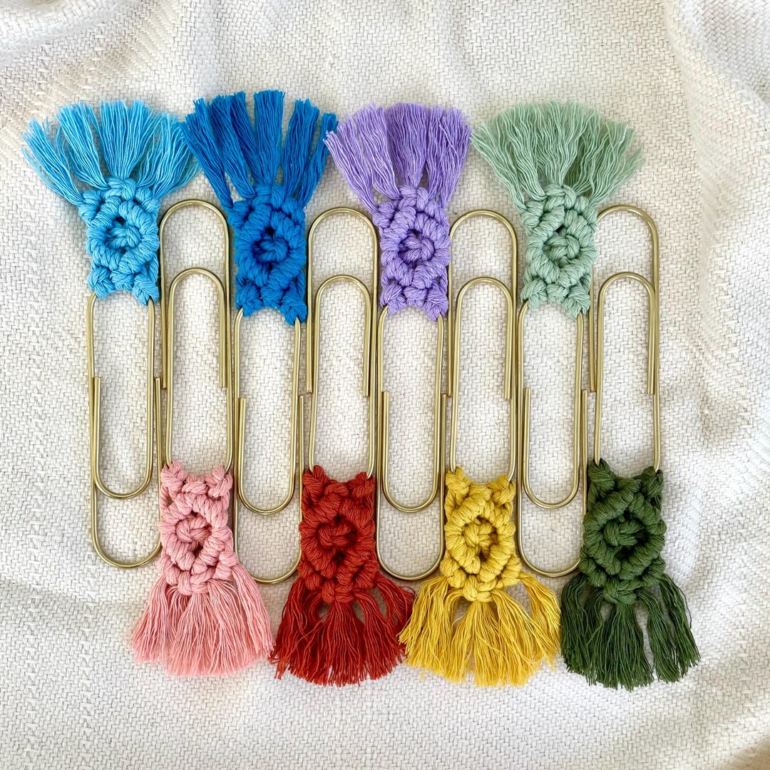 Macrame Paperclip Bookmark - Handmade Boho Minimalist Jumbo Paperclip ...
