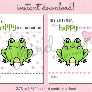 Printable Frog Valentines, Kid Valentine, INSTANT DIGITAL DOWNLOAD - Etsy