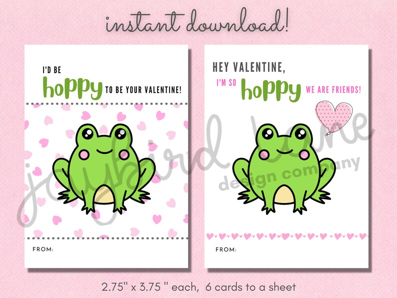 Printable Frog Valentines, Kid Valentine, INSTANT DIGITAL DOWNLOAD - Etsy