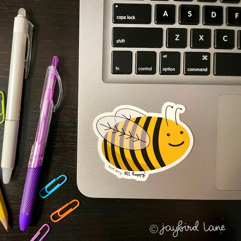 Cute Bee Sticker, Bumblebee Sticker, Honeybee Decal, Water Bottle Decal ...