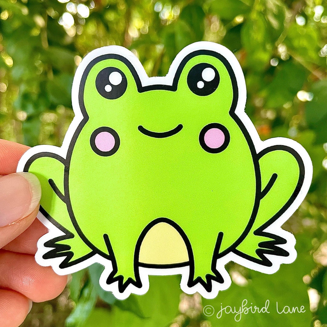 Frog Sticker, Vinyl Sticker, Laptop Sticker, Water Bottle Sticker, Cute ...