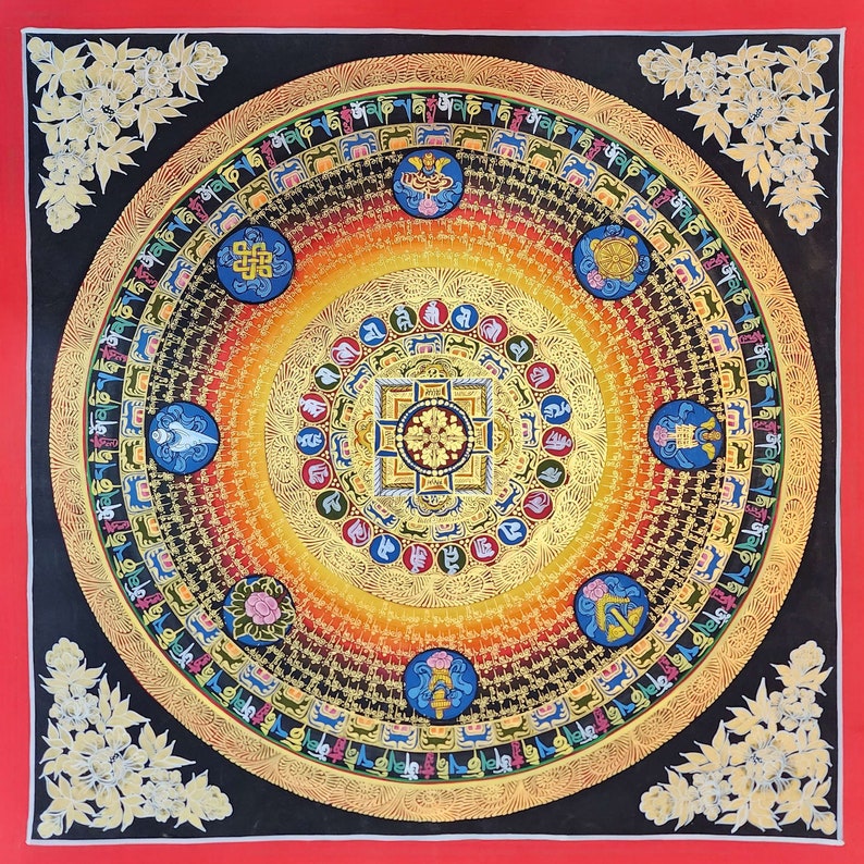 21 Inch Mantra Mandala Thangka With Double Dorje at Center - Etsy