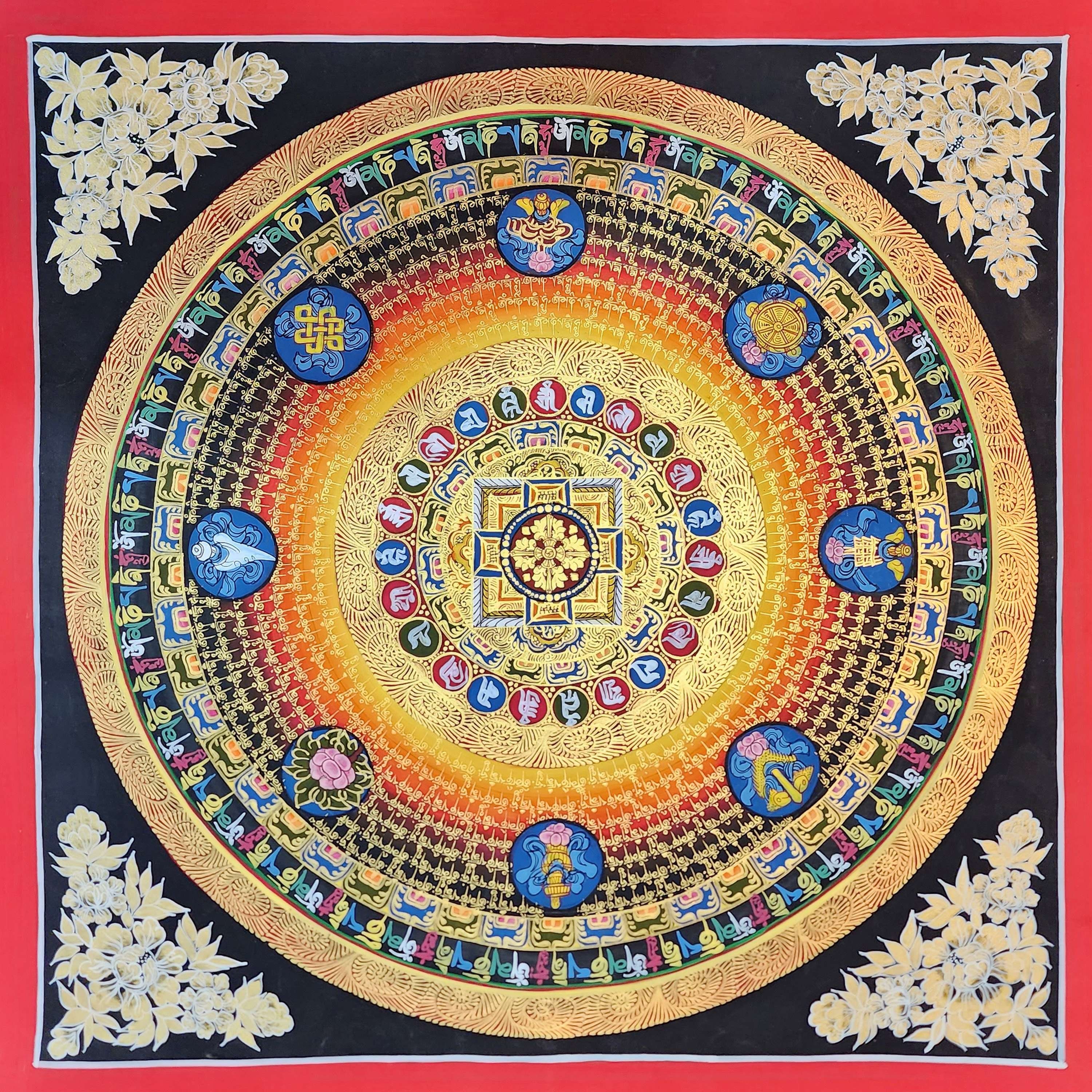 21 Inch Mantra Mandala Thangka With Double Dorje at Center - Etsy