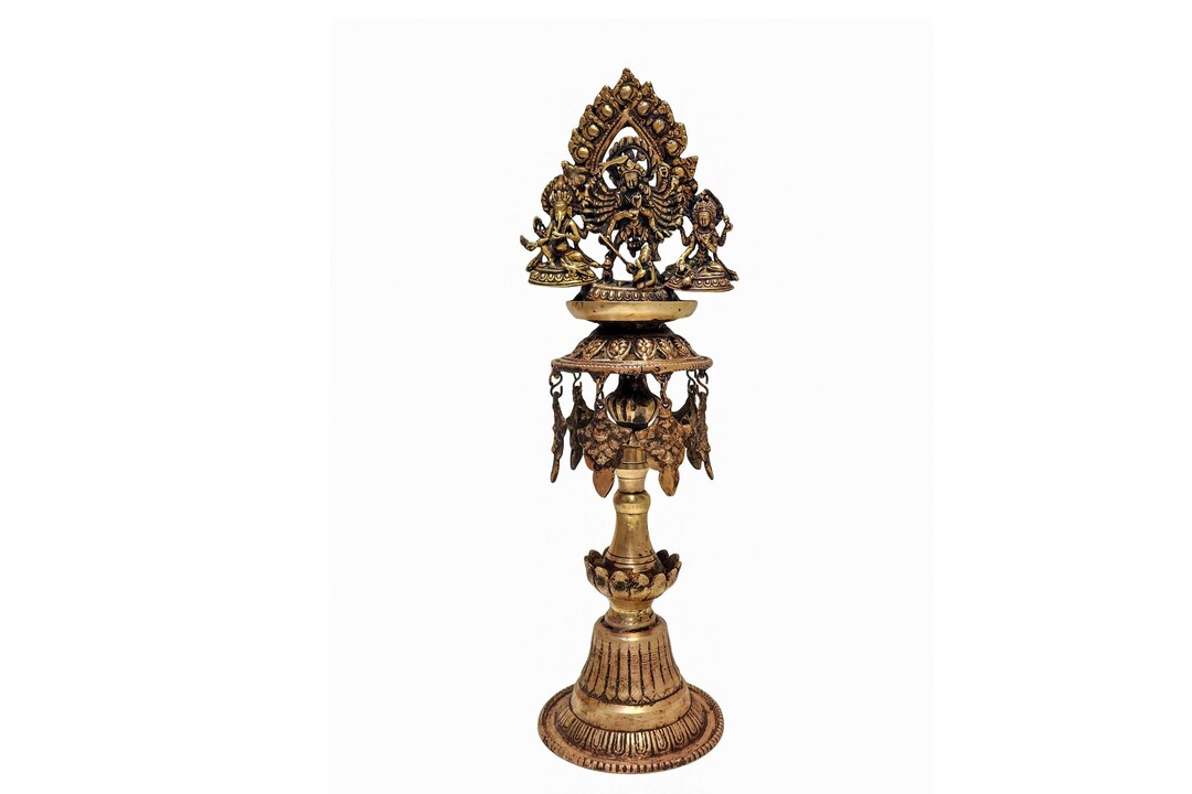 16-inch Unique, Statue of Panas, Oil Lamp, Sukunda With Bhadrakali ...