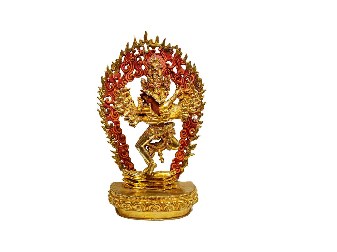 19-inch Hevajra, Buddhist Handmade Statue, Full Gold Plated, Painted ...