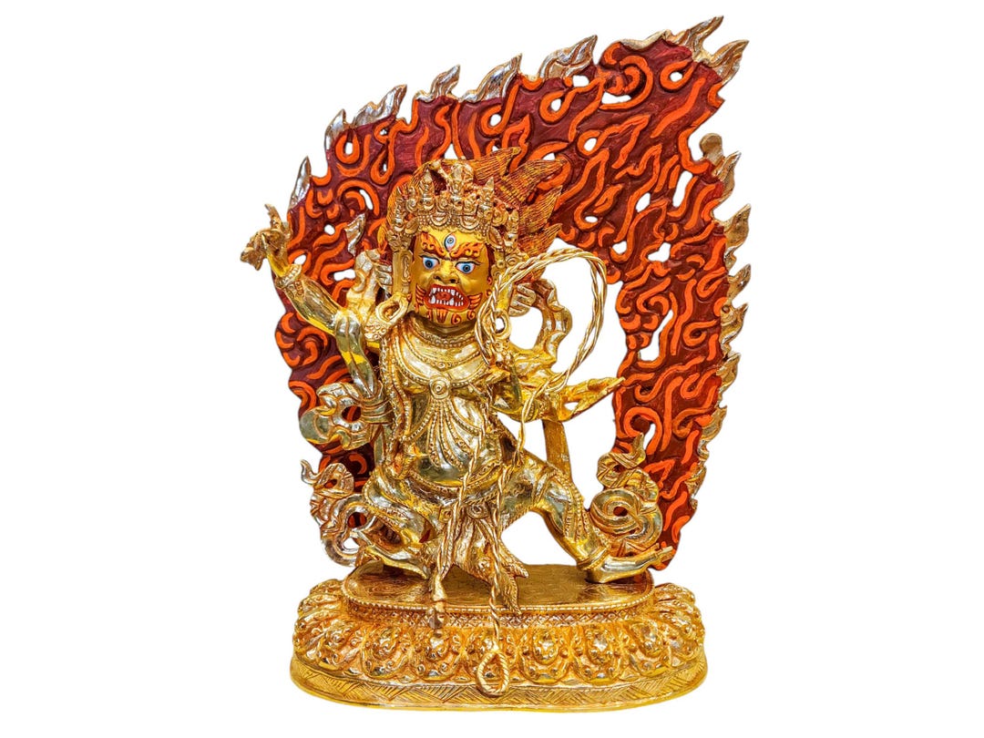8"inches Vajrapani, Buddhist Handmade Statue, Full Gold Plated, Face ...