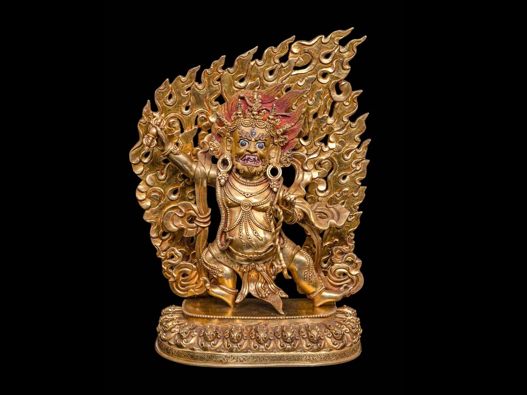 15-inch Vajrapani, Buddhist Handmade Statue, Full Gold Plated, Face ...