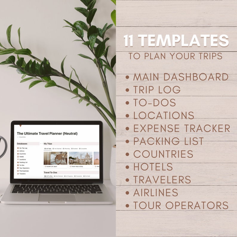 Neutral Notion Travel Planner | Notion Template | Notion Dashboard ...