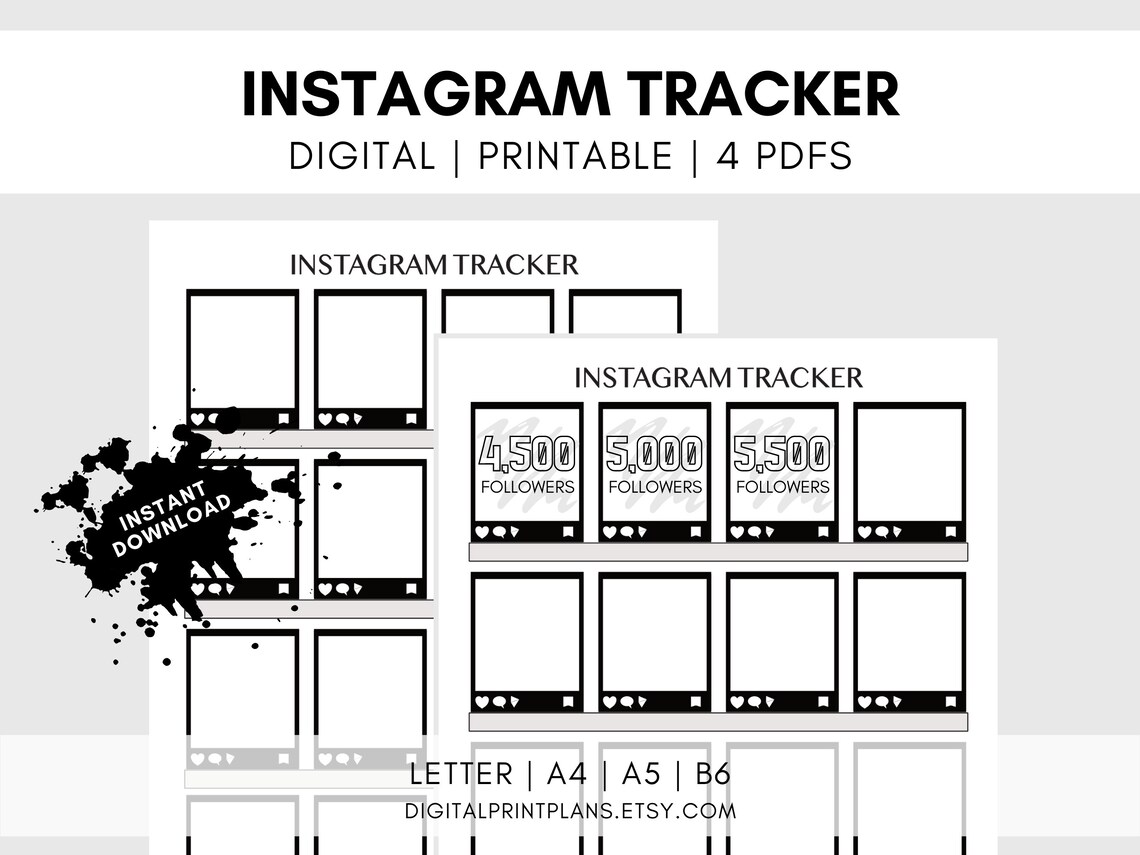 Minimalist Instagram Tracker Social Media Tracker - Etsy