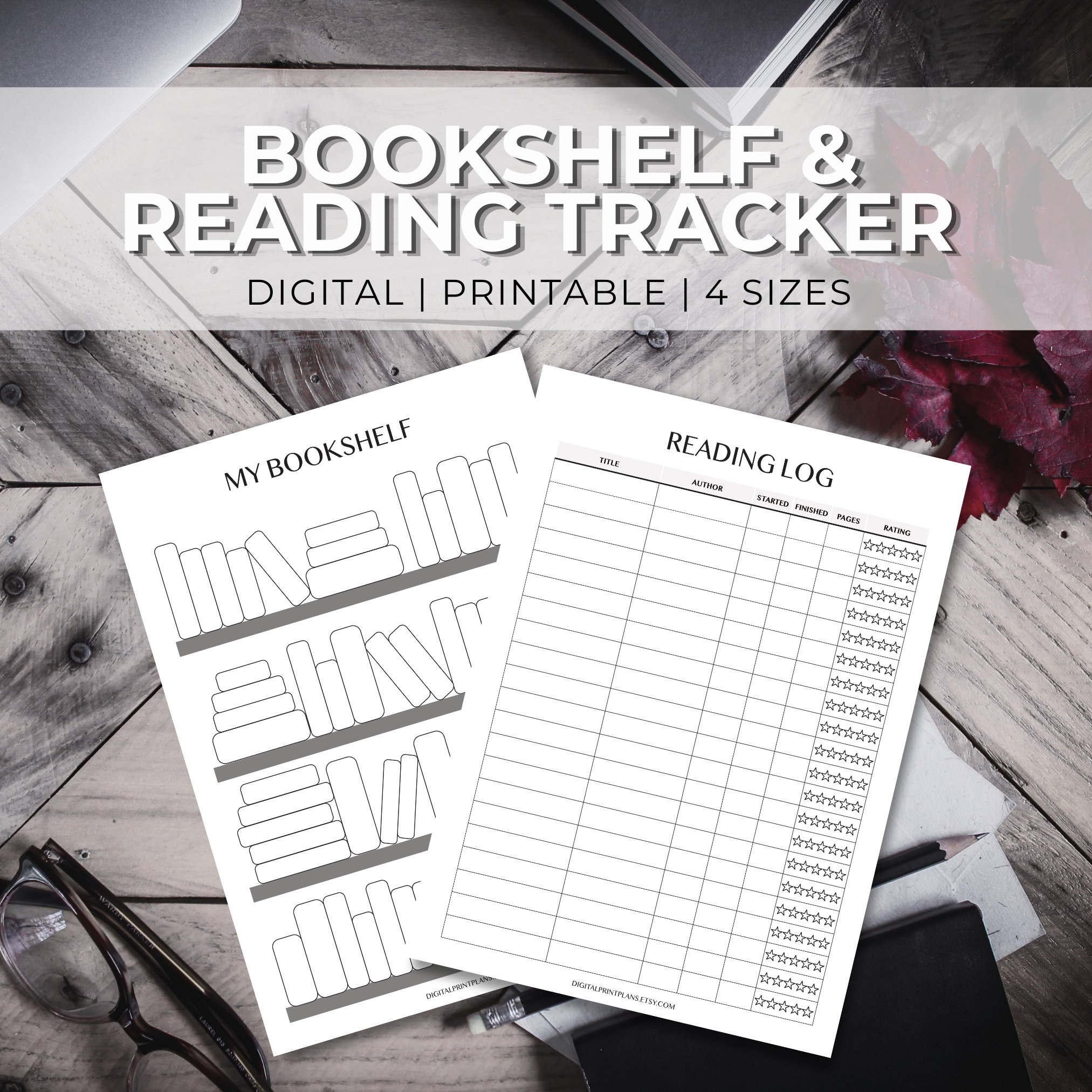 Bookshelf Tracker | Digital Reading Log | Reading Log Printable | Book ...