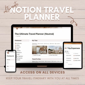 Neutral Notion Travel Planner | Notion Template | Notion Dashboard ...