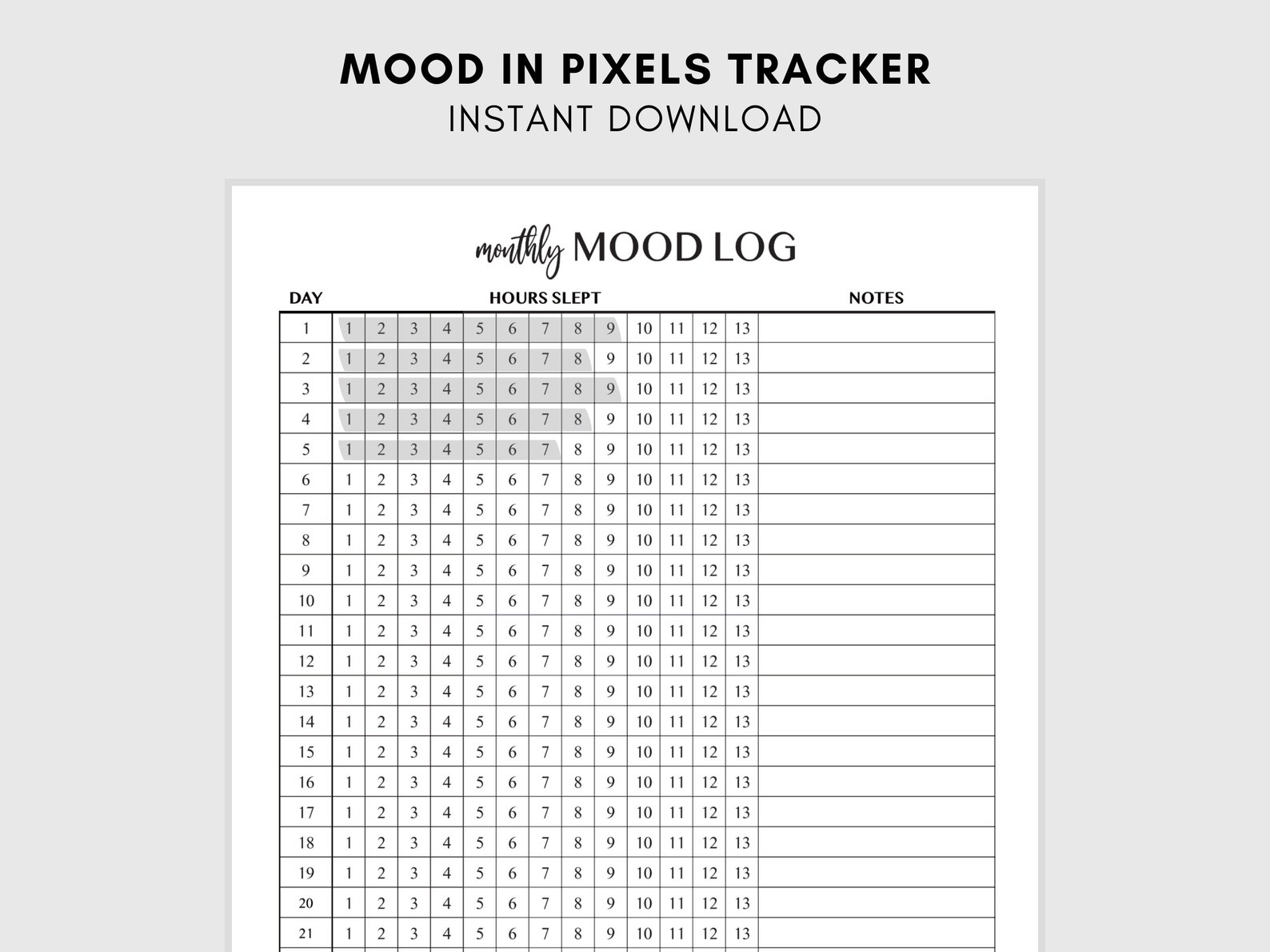 Mood in Pixels Tracker Year in Pixels Tracker Annual Mood - Etsy