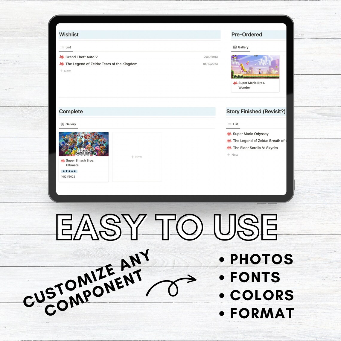 Notion Video Game Tracker Notion Video Game Inventory Notion Template Game Collection Gaming ...